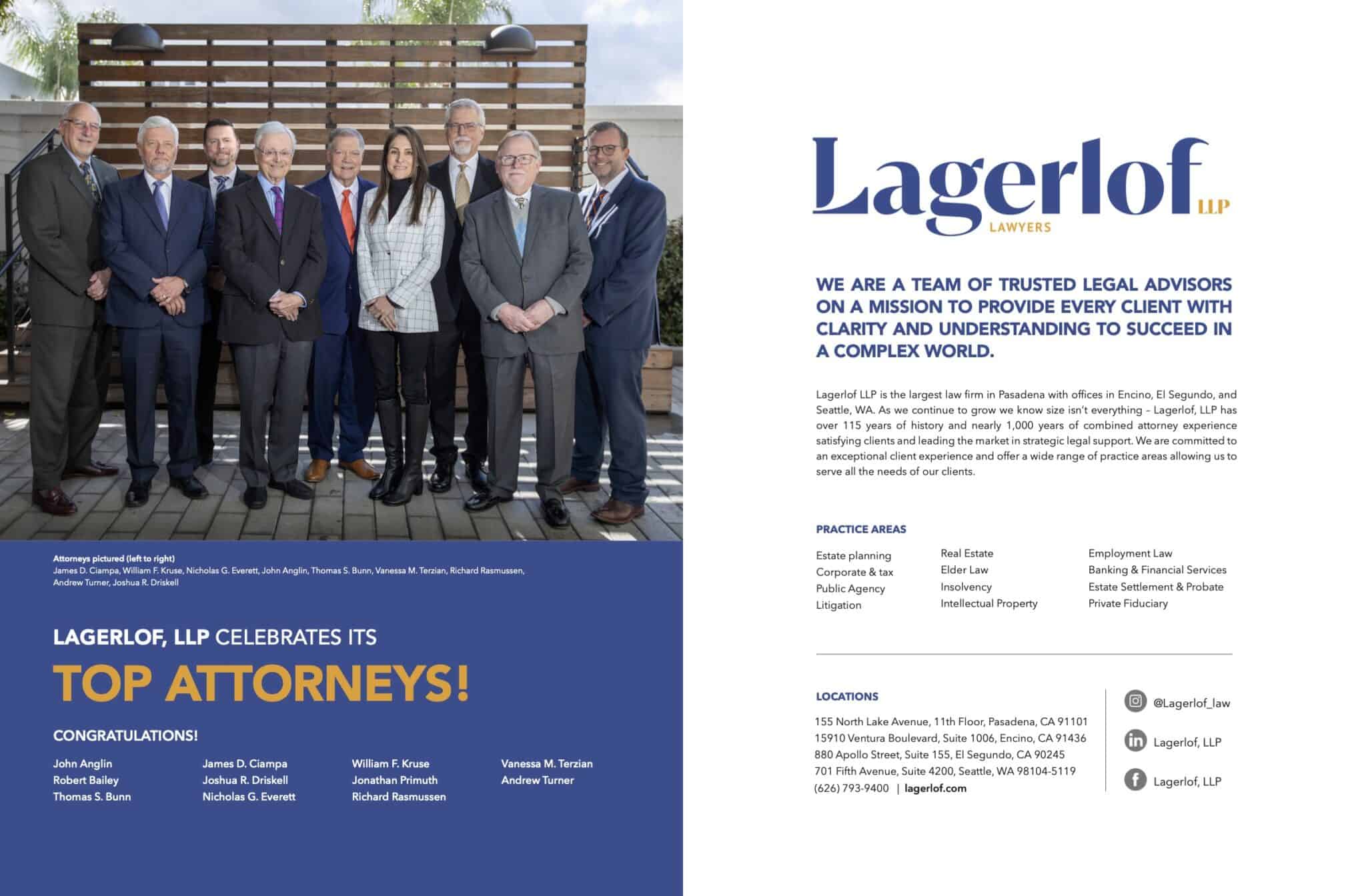 12 Lagerlof, LLP Attorneys Voted 2024 Top Attorneys by Pasadena ...